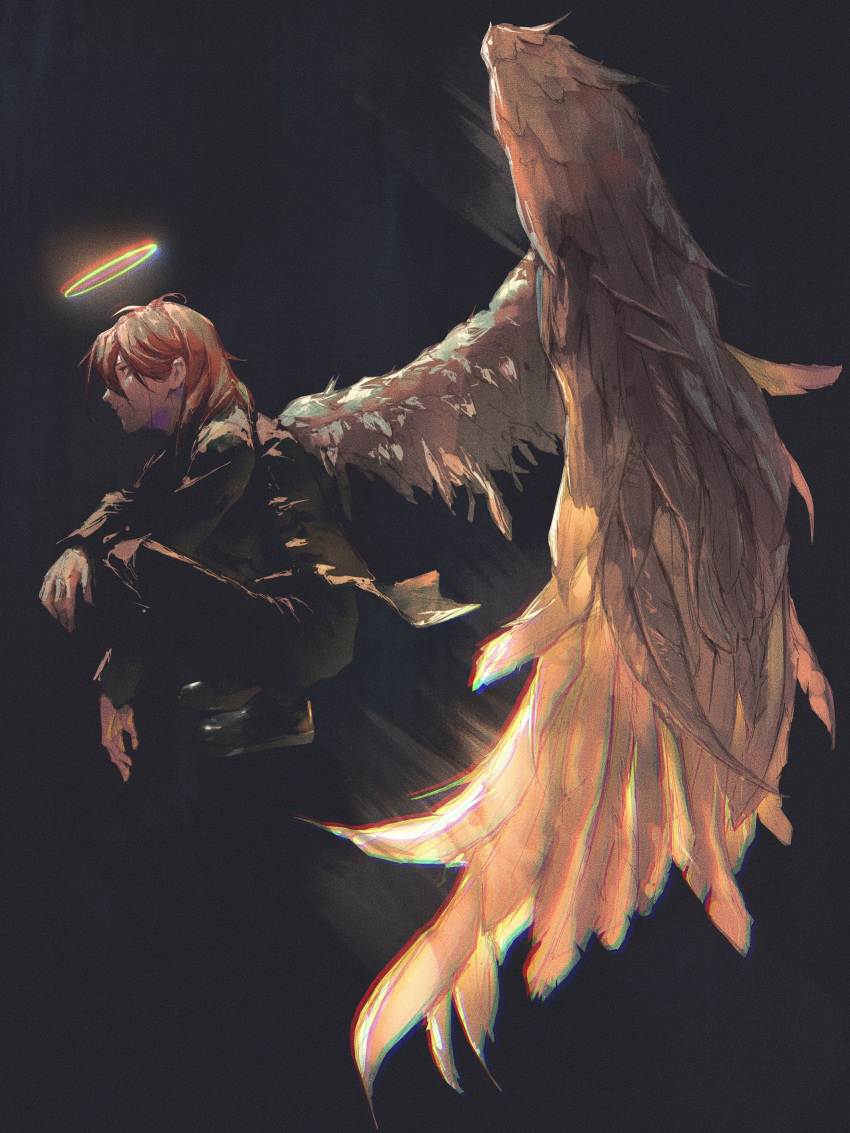 Safebooru - 1boy absurdres androgynous angel angel devil (chainsaw man) angel wings black jacket ...