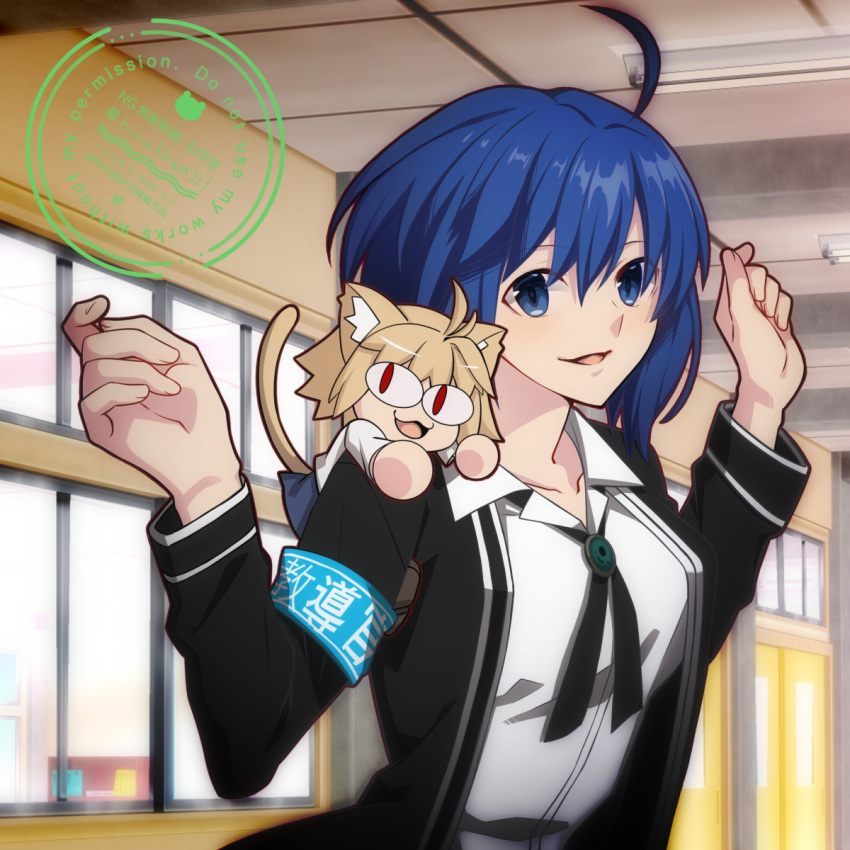 Safebooru - 2girls ahoge black jacket blonde hair blue eyes blue hair breasts ciel (tsukihime ...