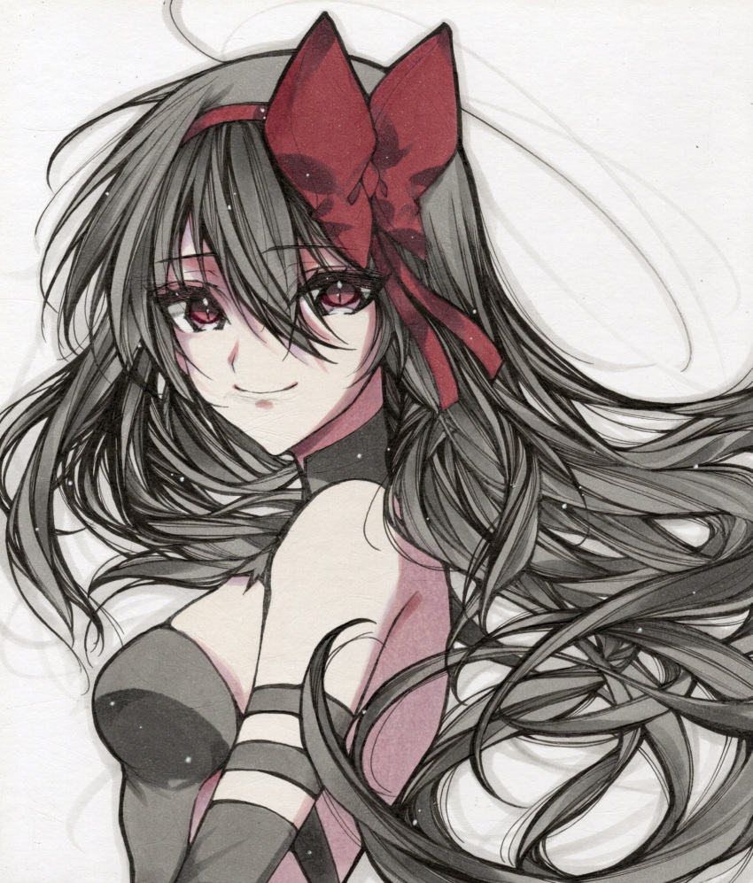 Safebooru - 1girl absurdres akemi homura akuma homura black dress black hair bow closed mouth ...