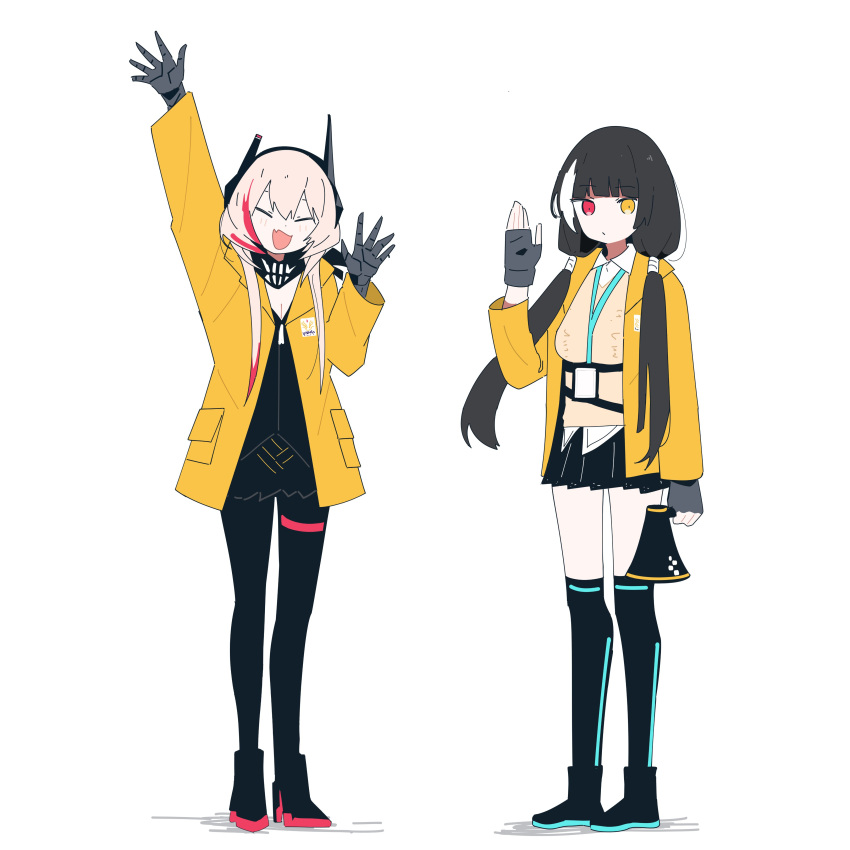 Safebooru - 2girls absurdres black hair blonde hair closed eyes fang full body girls frontline ...