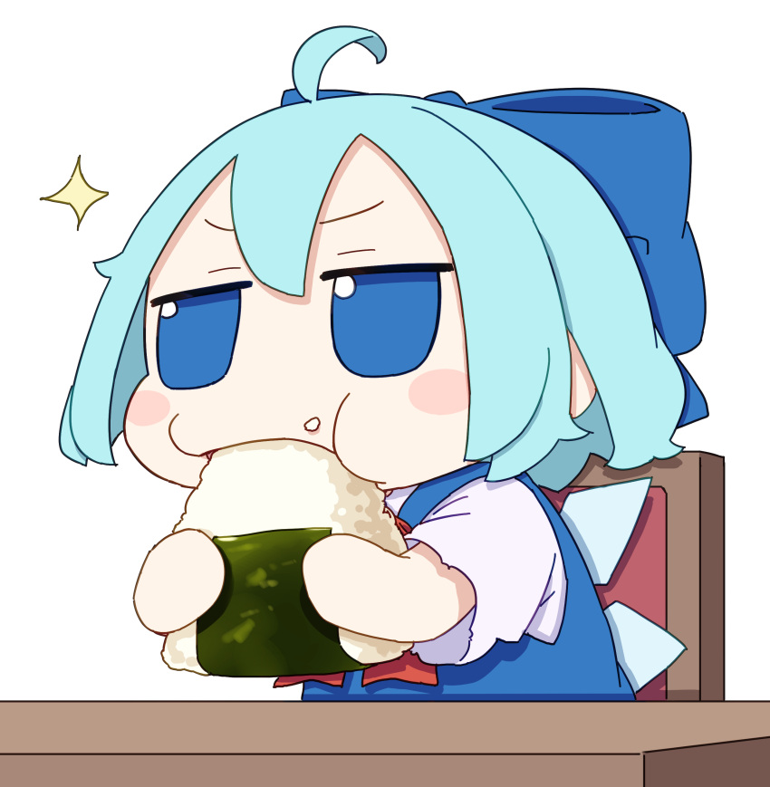 Safebooru - 1girl absurdres ahoge blue bow blue dress blue eyes blush stickers bow bowtie chair ...