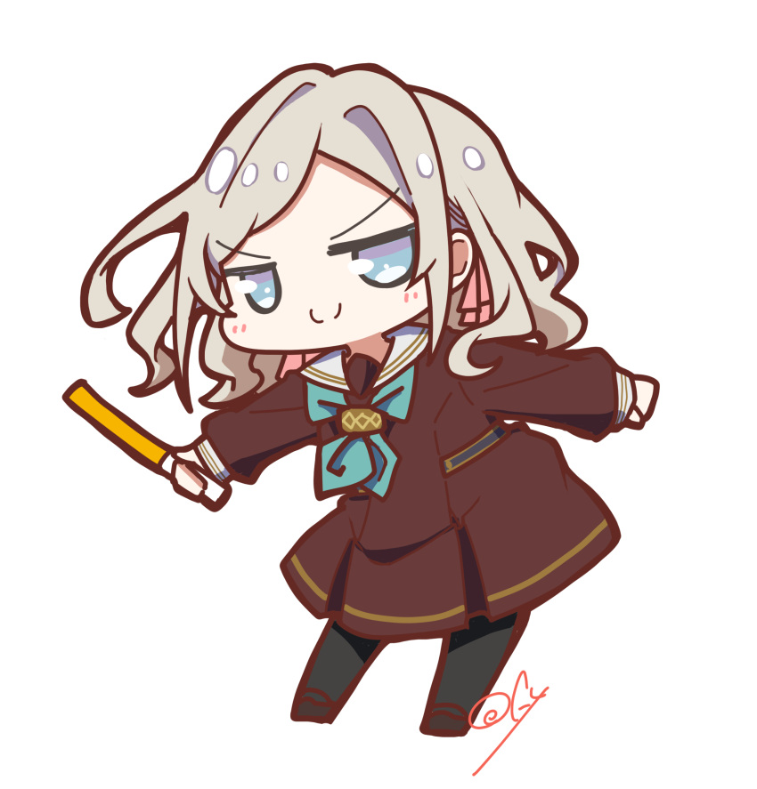 Safebooru - 1girl absurdres aqua neckerchief black pantyhose black shoes blue eyes blush brown ...