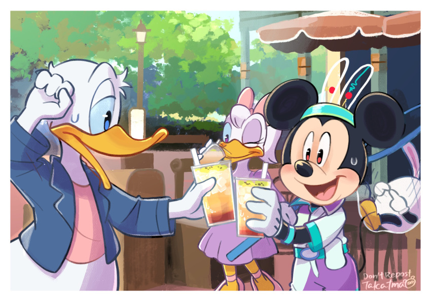Safebooru - 1girl 2boys bow couple daisy duck donald duck dress duck ...