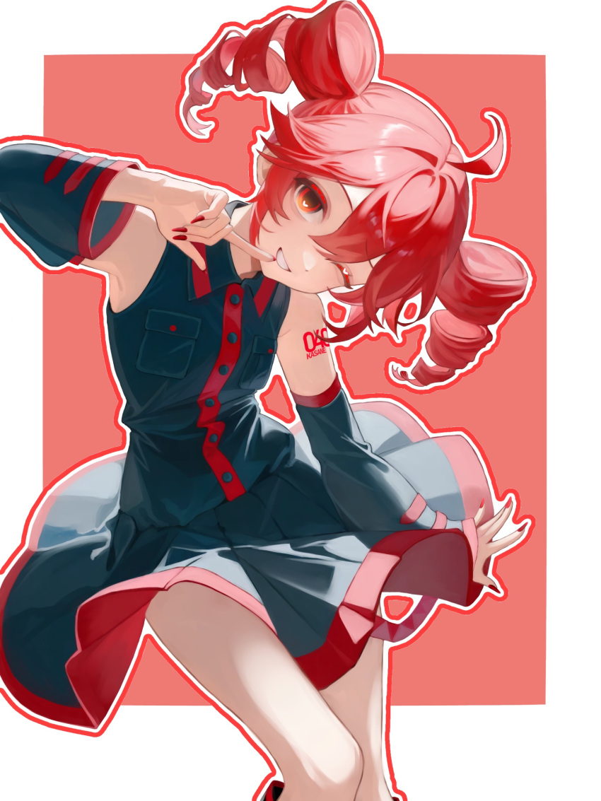 Safebooru - 1girl ahoge bare shoulders belt black shirt black skirt black sleeves blush border ...