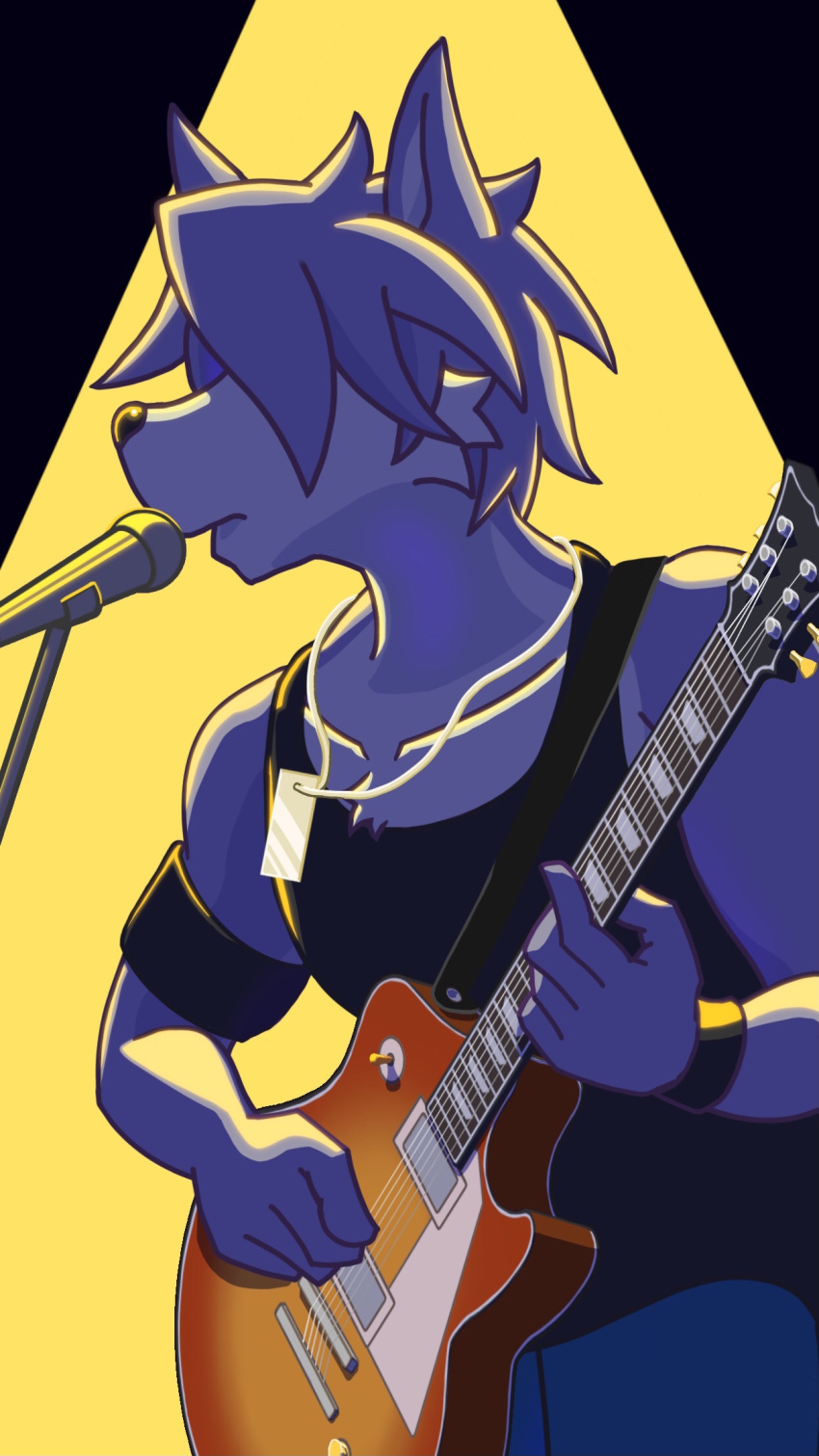 Safebooru - 1boy animal ears armband black shirt black tank top ...