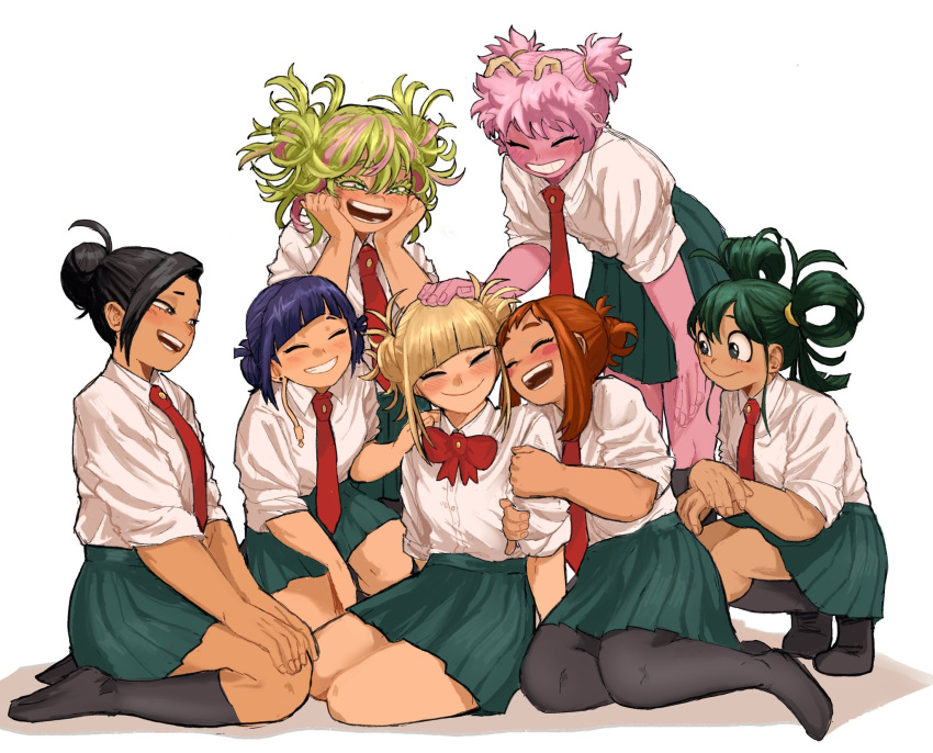 Safebooru 6girls Alternate Universe Ashido Mina Asui Tsuyu Black 8963