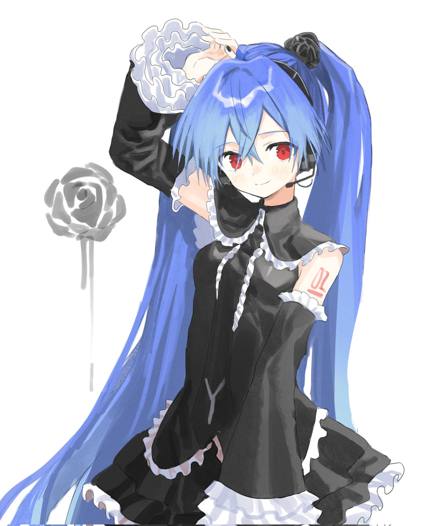 Safebooru - 1984 (cw1000110) 1girl black flower black hairband black nails black rose black ...