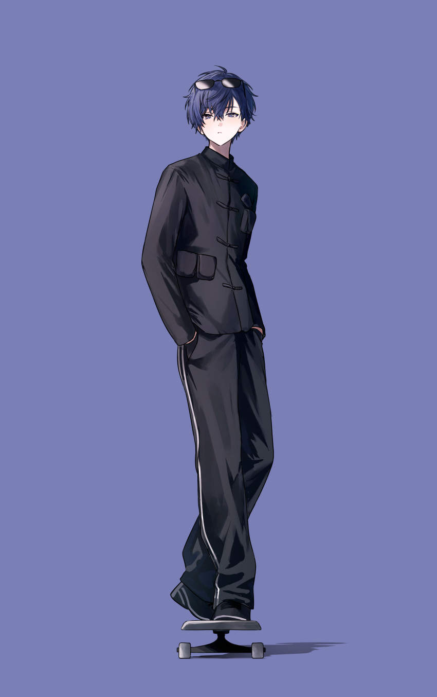 Safebooru - 1boy absurdres black jacket black pants black shoes blue ...