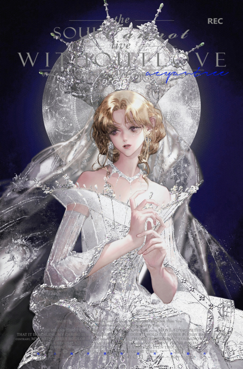 Safebooru - 1girl bare shoulders blonde hair braid crown dress highres jewelry necklace original ...