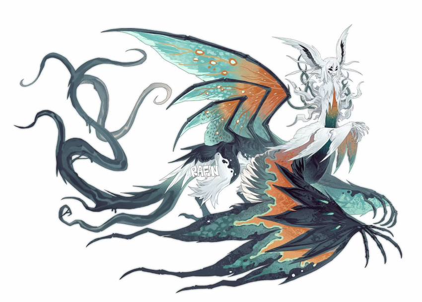 Safebooru - 1boy aqua wings artist name bairizuomeng black eyes black fur chimera claws extra ...