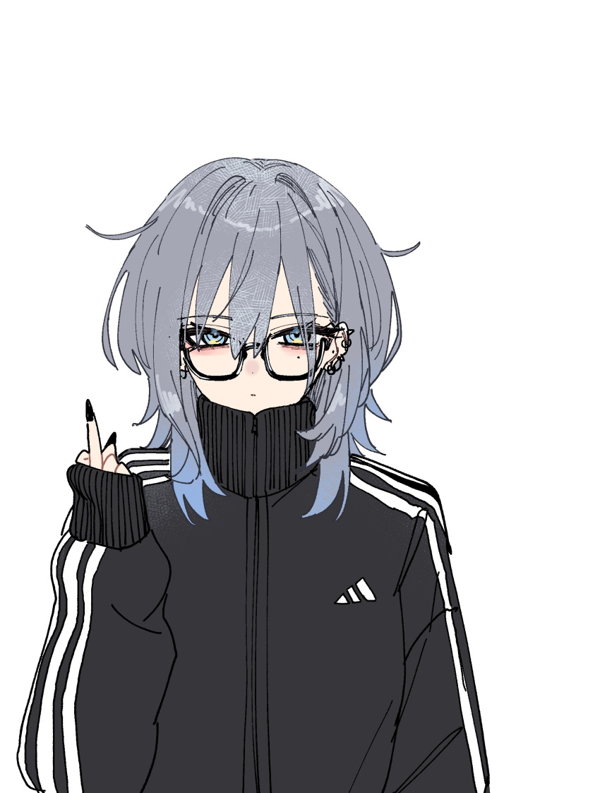 Safebooru - 1girl absurdres adidas black track suit ear piercing ...