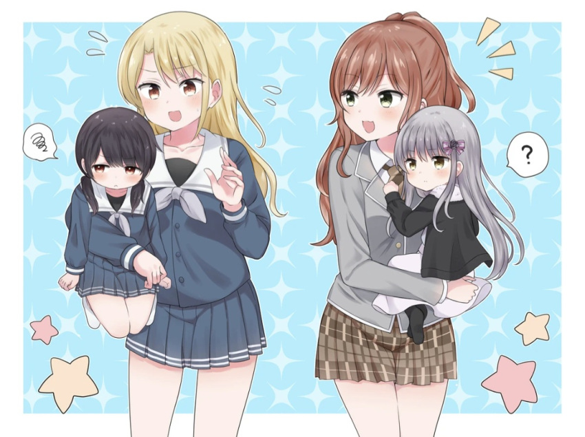 Safebooru - 4girls ? aged down bang dream! blonde hair brown skirt futaba tsukushi haneoka ...