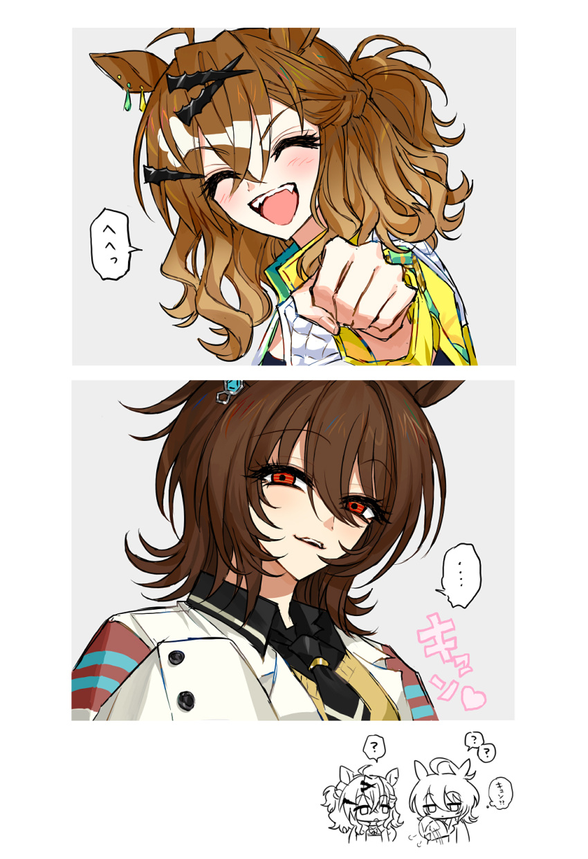 Safebooru - ... 2girls ? ^ ^ agnes tachyon (umamusume) ahoge animal ears black necktie blush ...