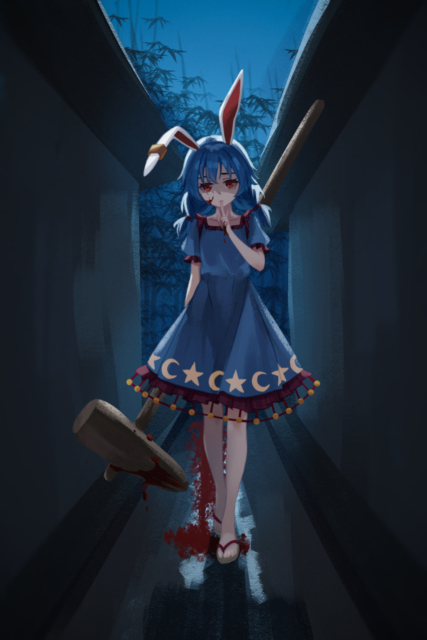 Safebooru - 1girl animal ears blood blood on face blood on weapon blue ...