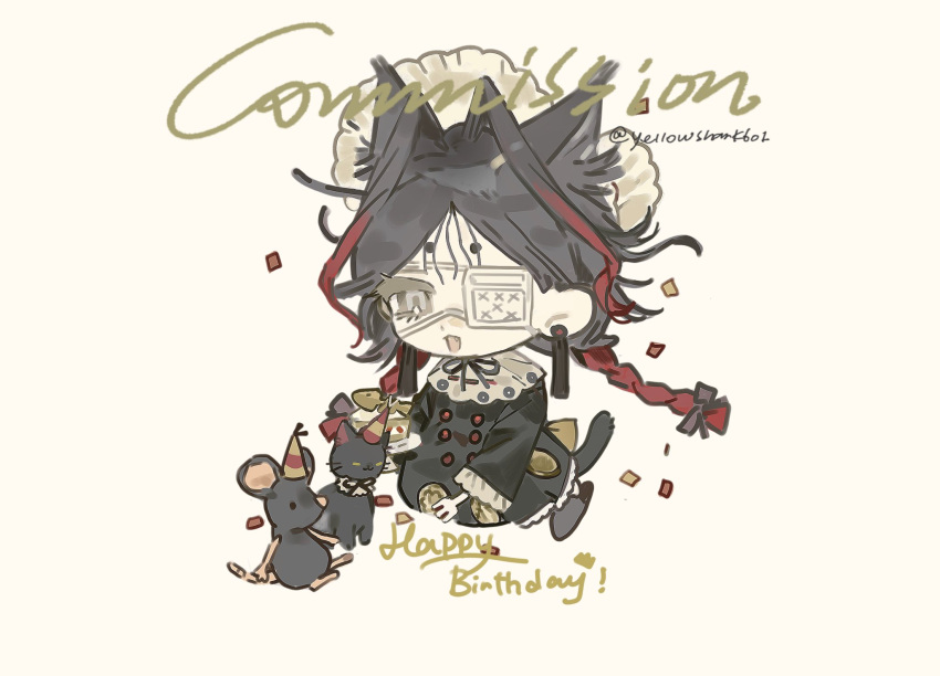 Safebooru - 1girl animal animal ear fluff animal ears black dress black hair bonnet bow braid ...