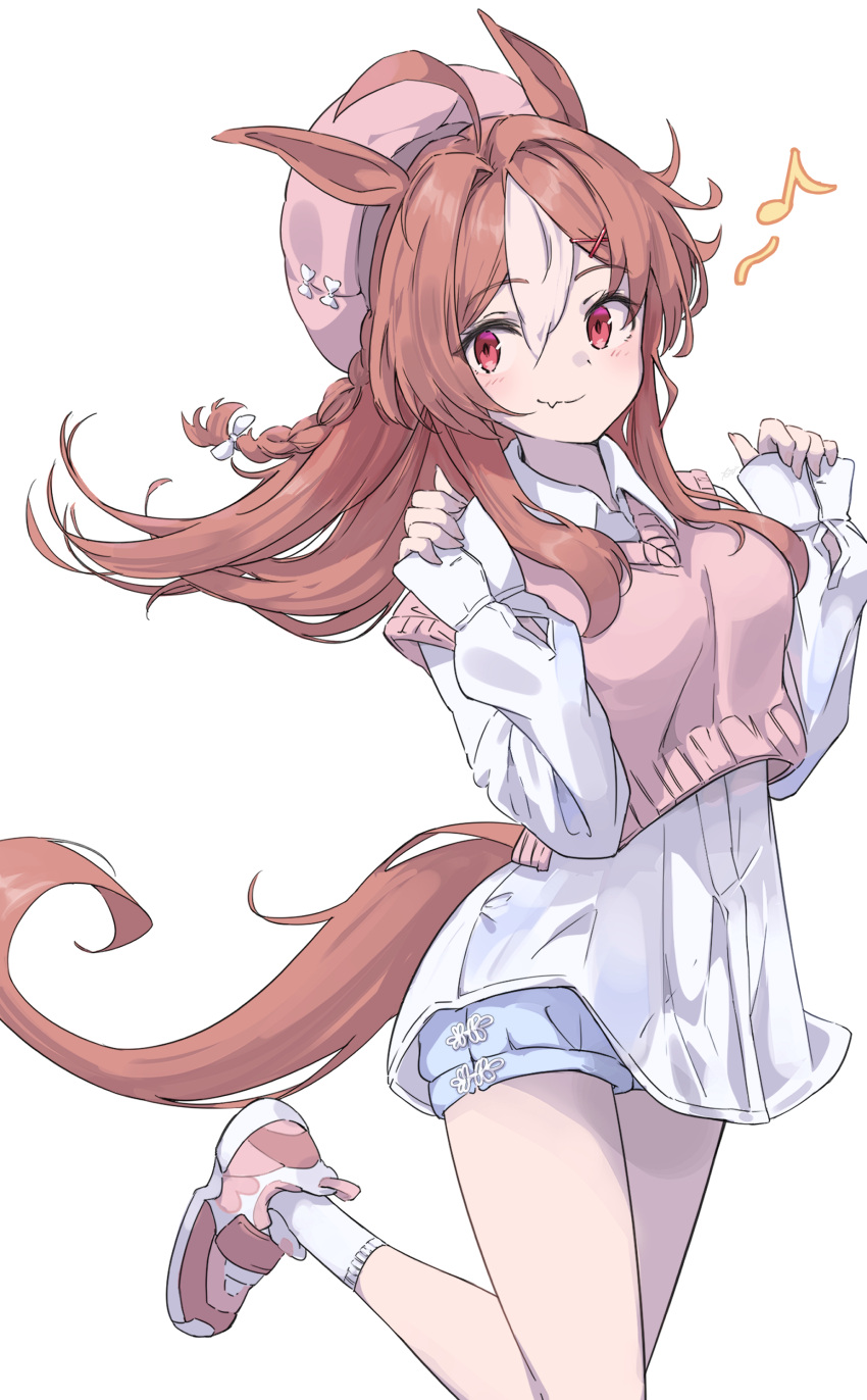 Safebooru - 1girl absurdres ahoge animal ears beret blue shorts blush ...