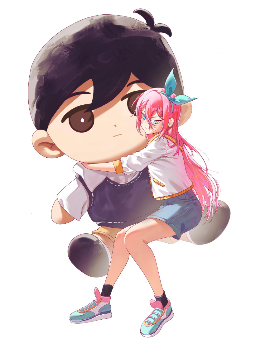 Safebooru - >:( 1girl absurdres ankle socks aqua eyes aqua hairband aqua shoes aubrey (faraway ...