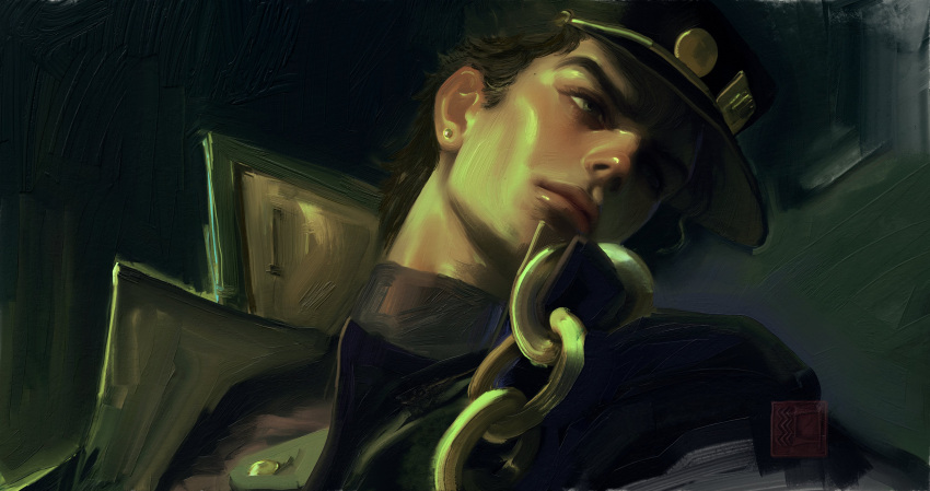 Safebooru - 1boy absurdres black coat black hair black hat chain closed mouth coat commentary ...