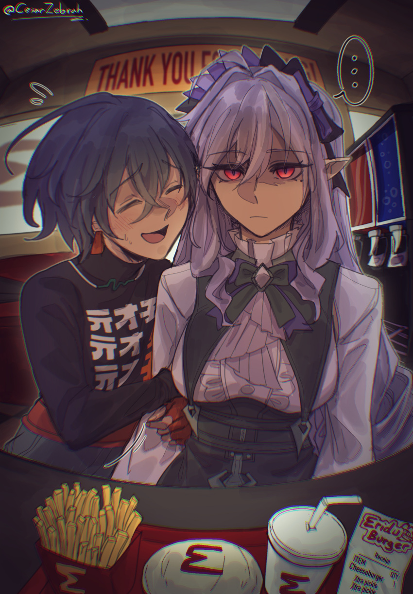 Safebooru - ... 2girls :d ^ ^ absurdres belle (zenless zone zero) black bow black bowtie black ...