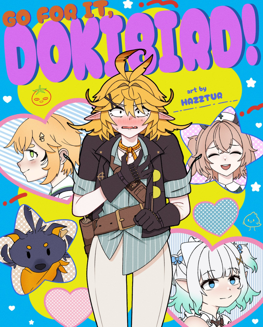 Safebooru - ahoge black gloves black jacket blonde hair blue eyes blush ...