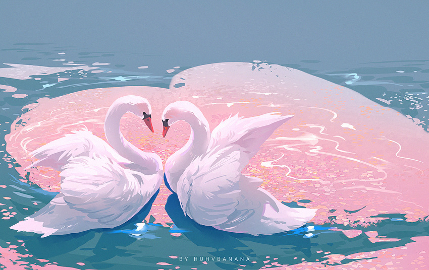 Safebooru - animal animal focus artist name bird dated from behind heart heart hands huhv. no ...