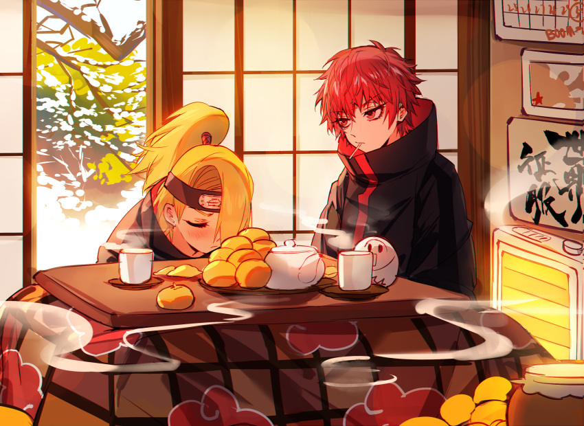 Safebooru - 2boys akatsuki uniform angry baocaizi blonde hair blush ...