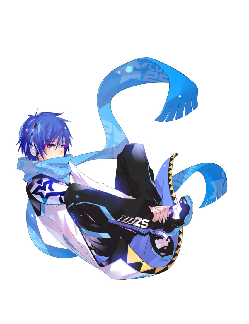 Safebooru - blue eyes blue hair coat headphones highres kaito looking ...