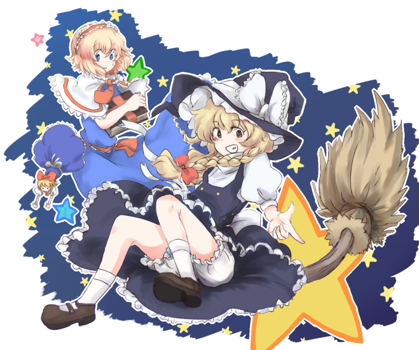 Safebooru - alice margatroid blonde hair blue eyes book bow braid broom brown eyes capelet dress ...