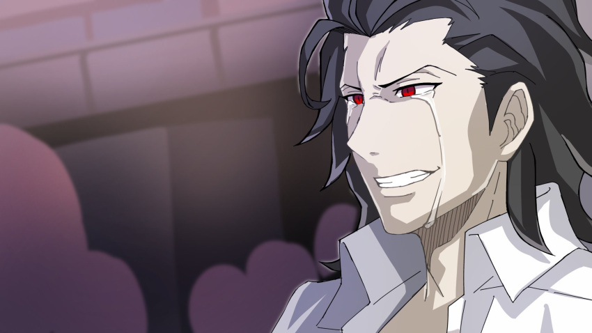 Safebooru - 1boy black hair collared shirt crying hair slicked back ...