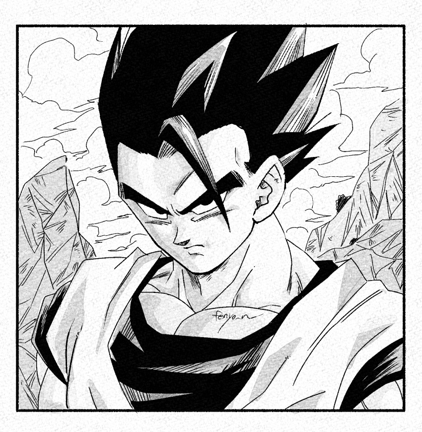 Safebooru - 1boy artist name border closed mouth dougi dragon ball ...