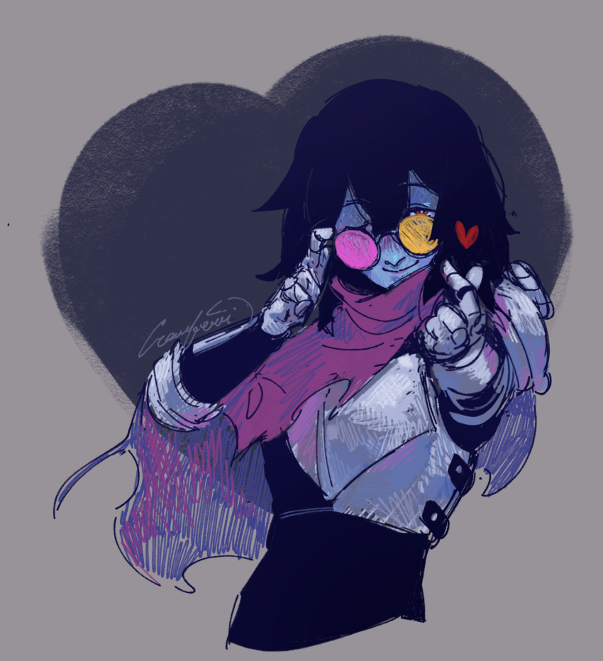 Safebooru - 1other armor artist name black hair blue skin capelet ...