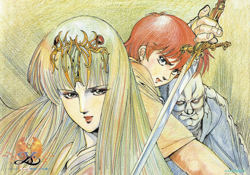 Safebooru - 1990s (style) 1girl 2boys adol christin bald blonde hair ...