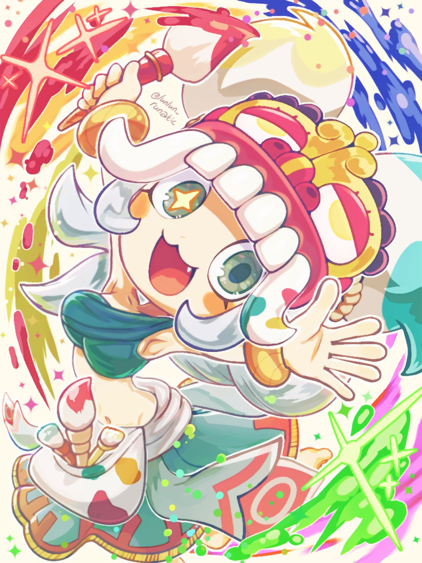 Safebooru - 1girl :d armpits blue skirt bracelet fang fantasy life ...