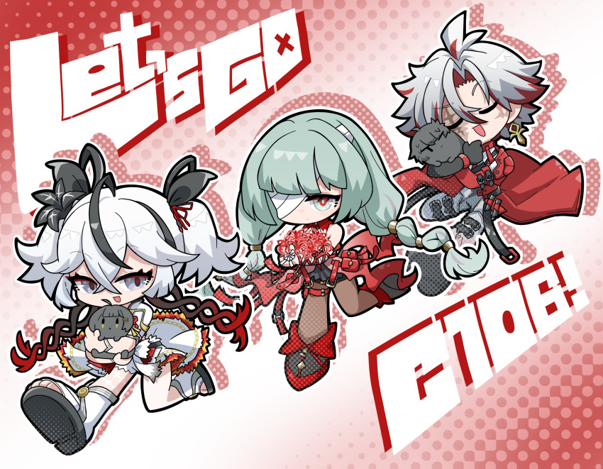 Safebooru - 1boy 2girls animal animalization bandage over one eye black ...