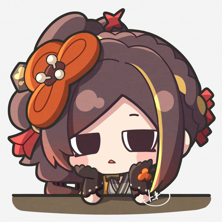 Safebooru - 1girl adversarial noise blonde streaks brown gloves brown ...