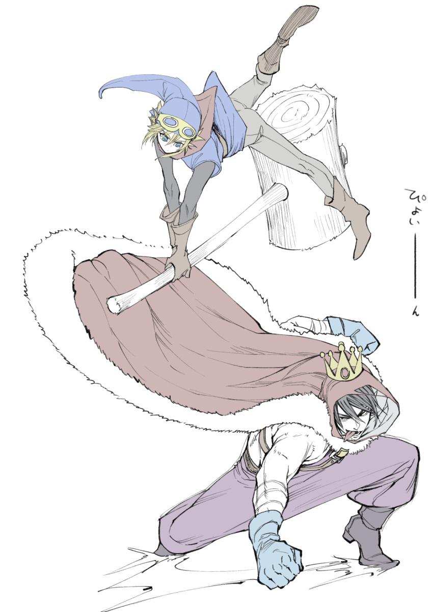Safebooru - 2boys black hair black sleeves blonde hair blue eyes blue ...
