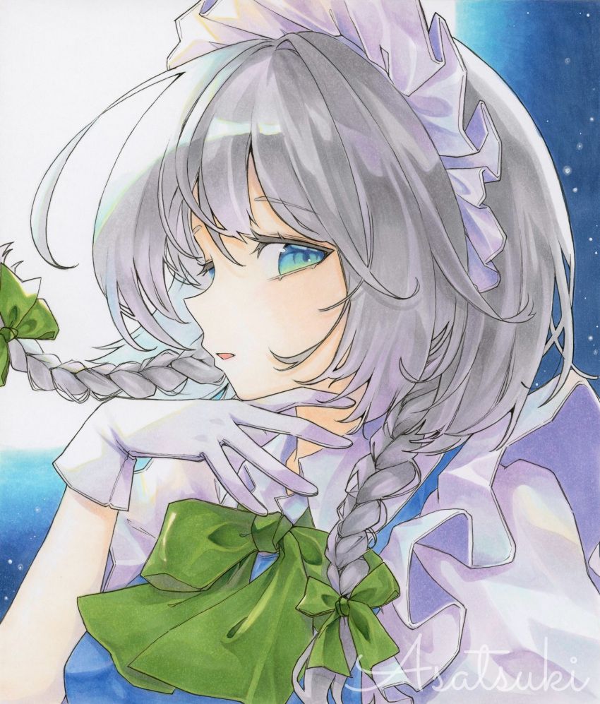 Safebooru - 1girl artist name asatsuki no e blue eyes bow bowtie ...