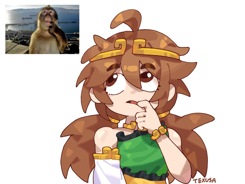Safebooru - 1girl ahoge bare shoulders brown eyes brown hair circlet ...
