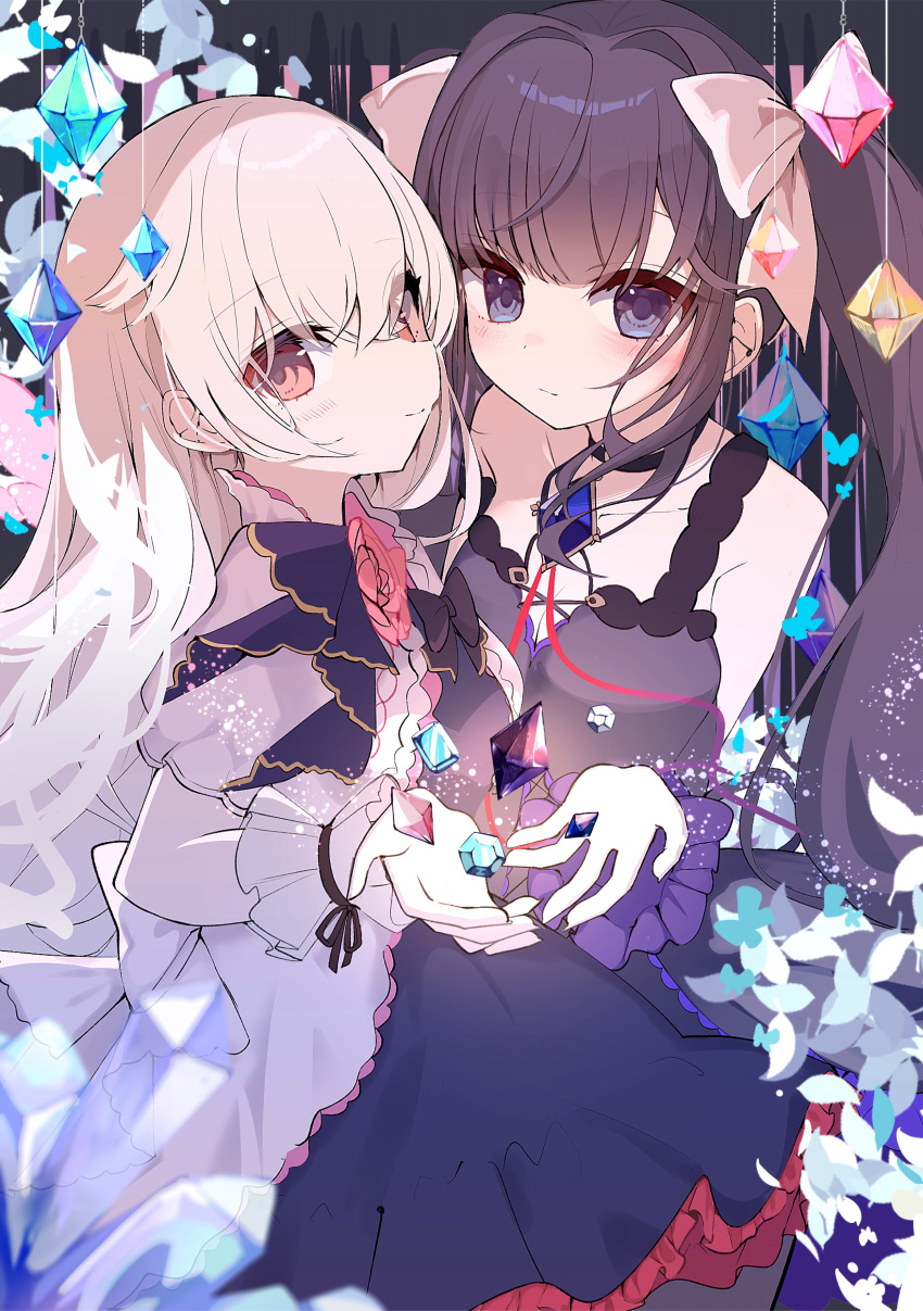 Safebooru - 2girls absurdres ankle lace-up arcaea bare shoulders bird ...