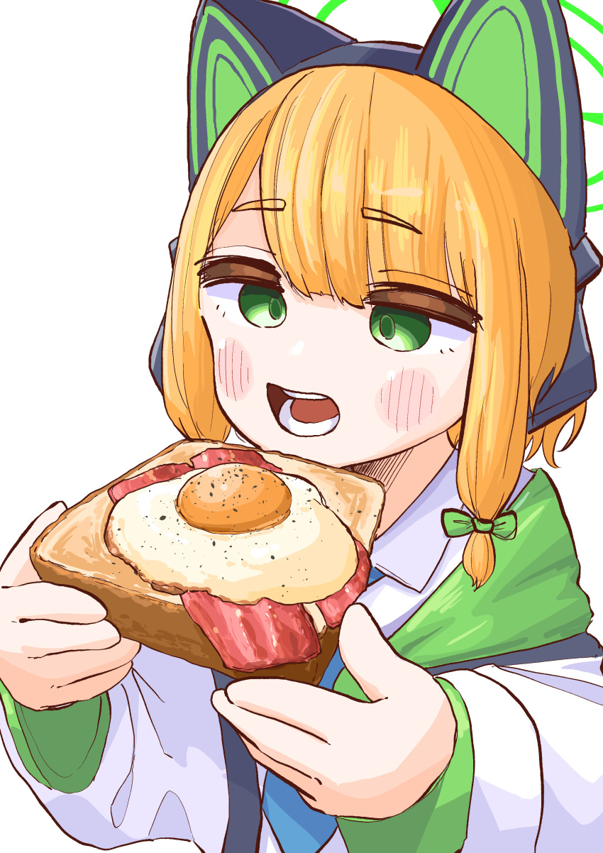 Safebooru - 1girl absurdres animal ear headphones animal ears bacon blue archive blue necktie ...