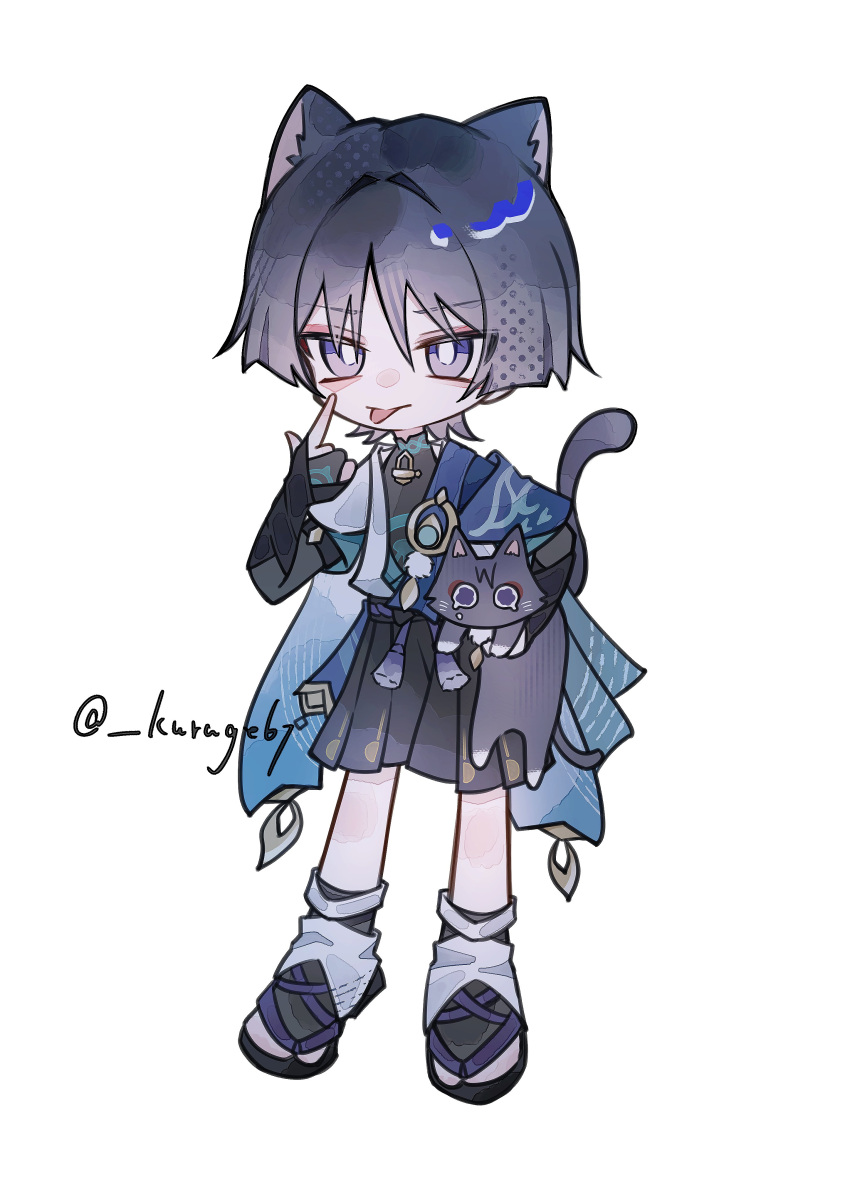 Safebooru - 1boy :p absurdres akanbe animal animal ears aqua gemstone ...