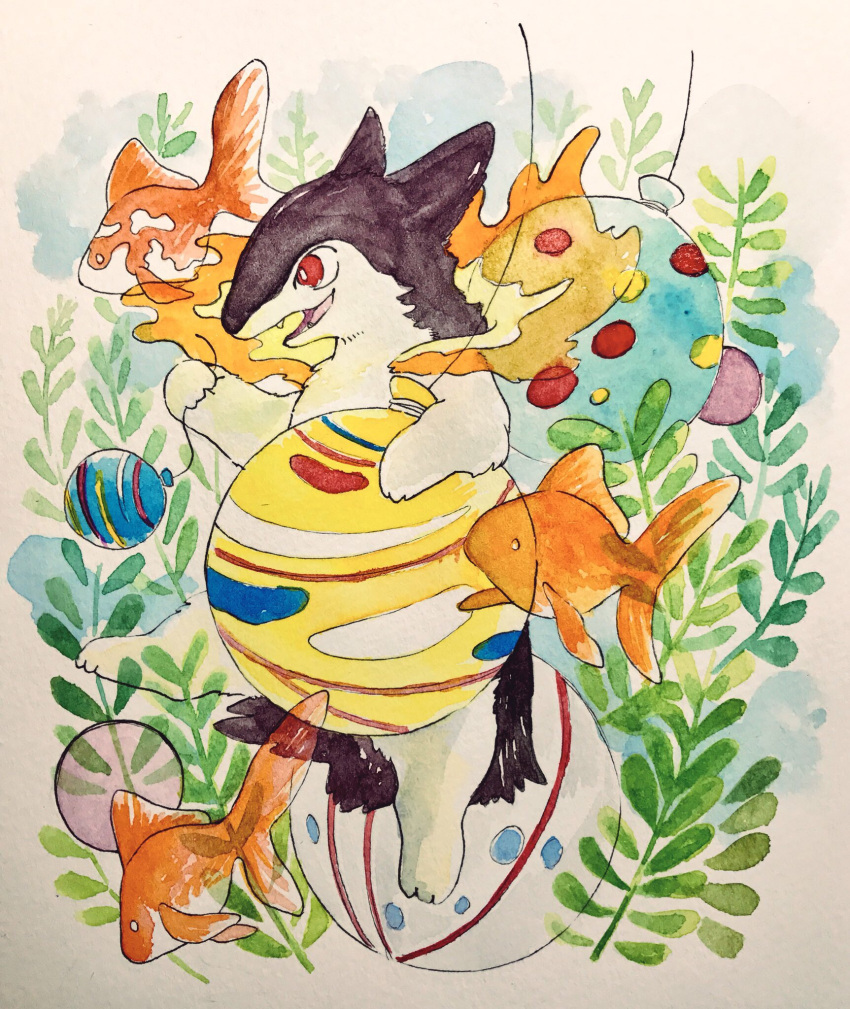 Safebooru - animal focus commentary request fang fish full body highres ...