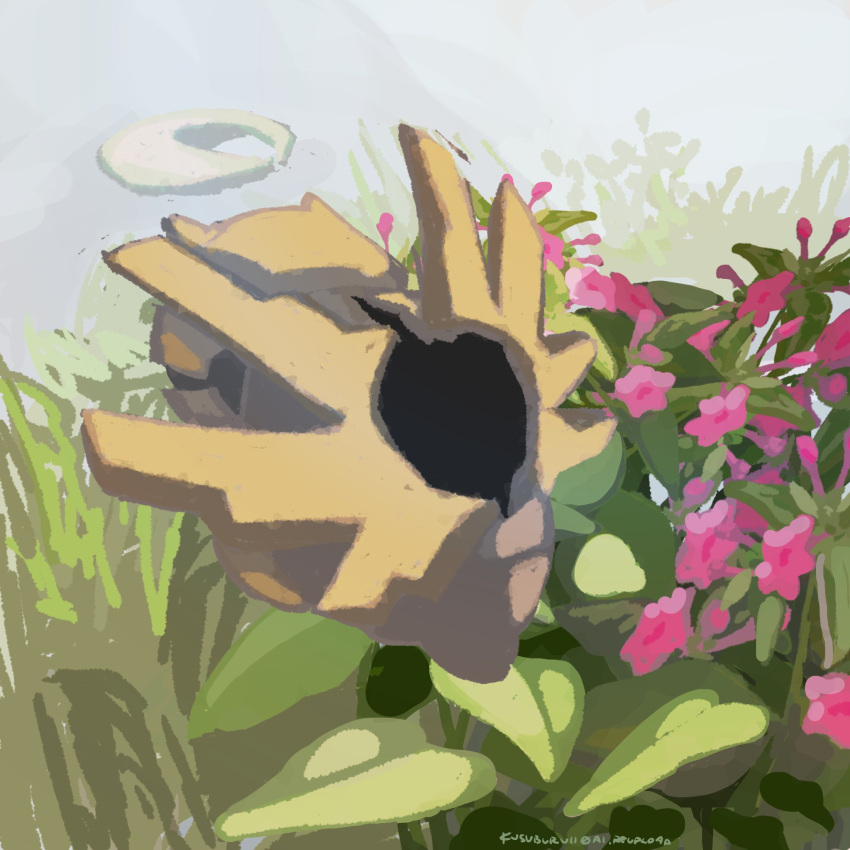 Safebooru - artist name closed eyes day flower full body grass halo ...