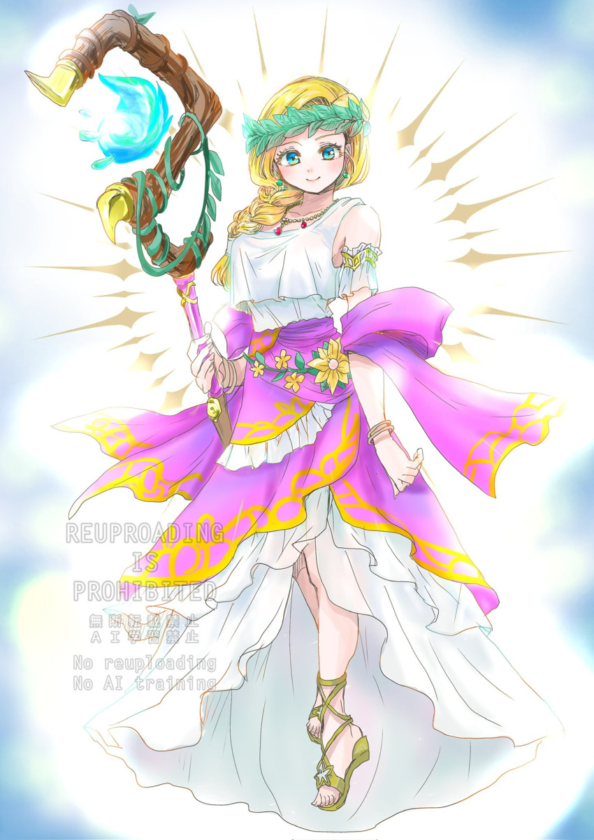 Safebooru - 1girl ai89187518 bangle bare shoulders bianca (dq5) blonde hair blue eyes blush ...