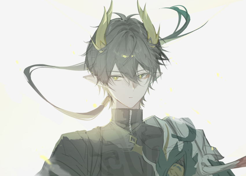 Safebooru - 1boy 32c1ff black hair black shirt closed mouth commentary ...