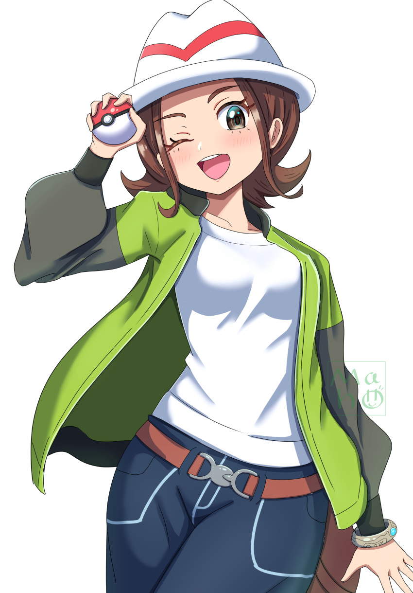 Safebooru - 1girl :d ;d absurdres belt bracelet brown belt brown eyes ...