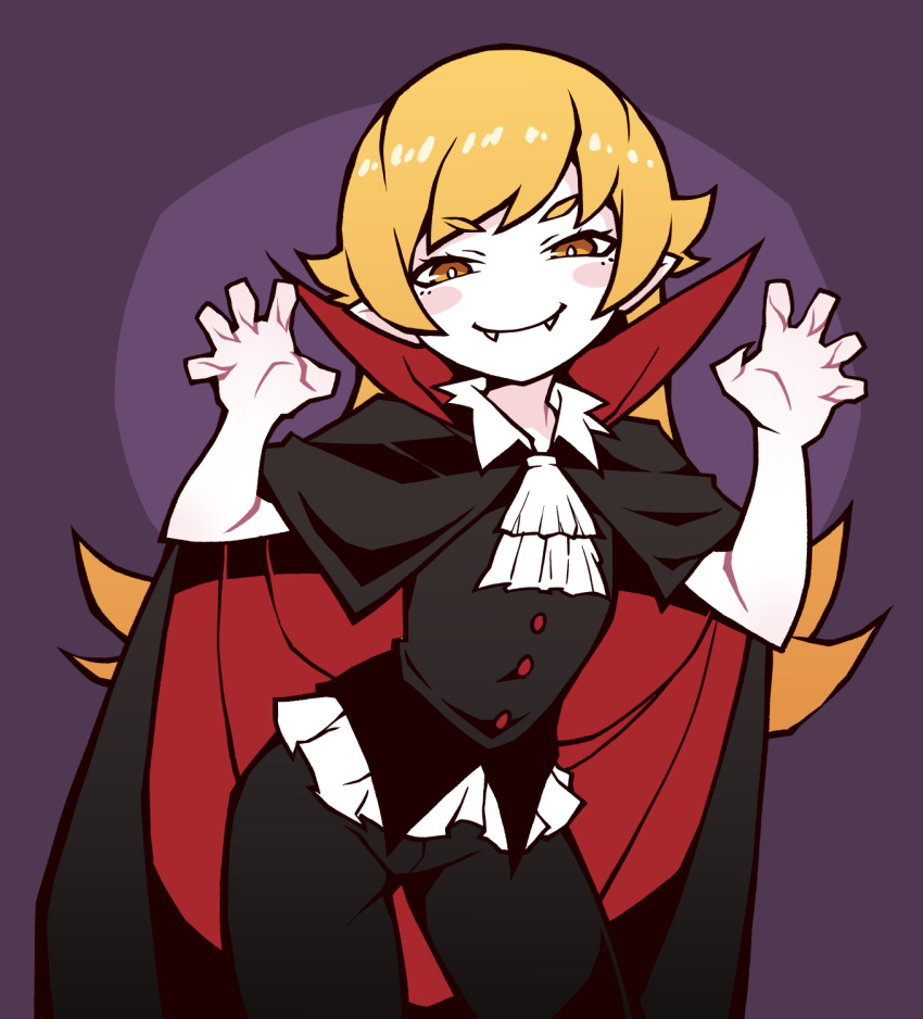 Safebooru - 1girl akableak blonde hair cape fangs highres long hair ...