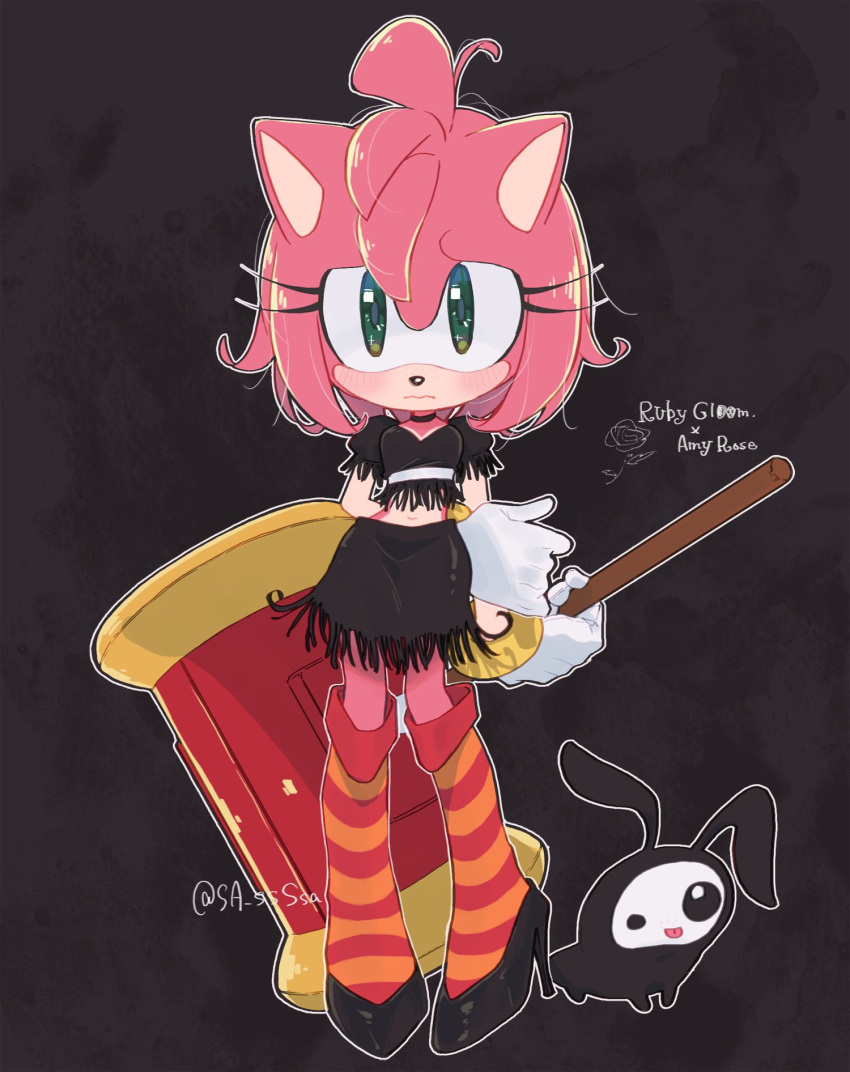 Safebooru - 1girl alternate costume amy rose animal ears animal nose black choker black shirt ...