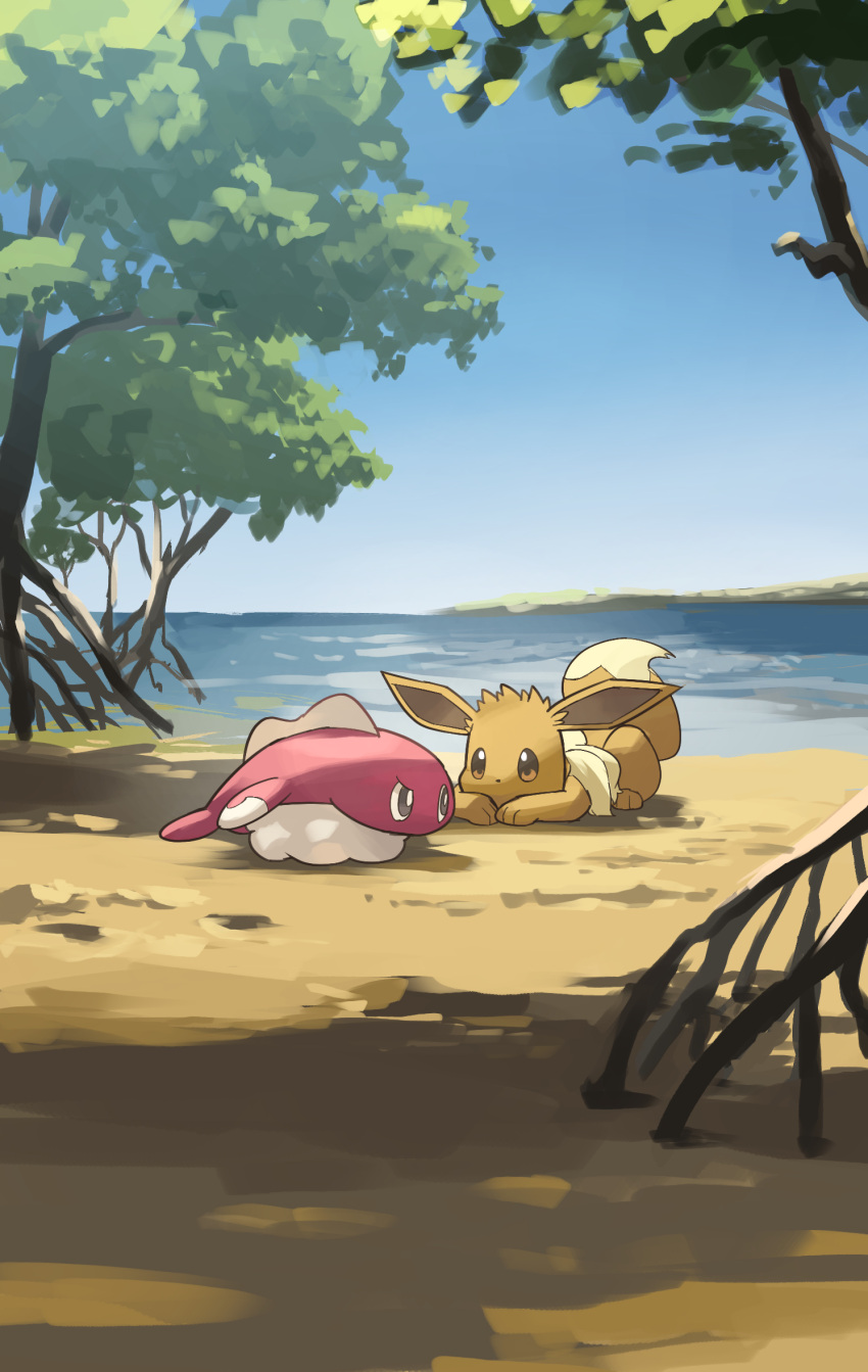 Safebooru - beach blue sky brown eyes brown fur colored skin commentary ...