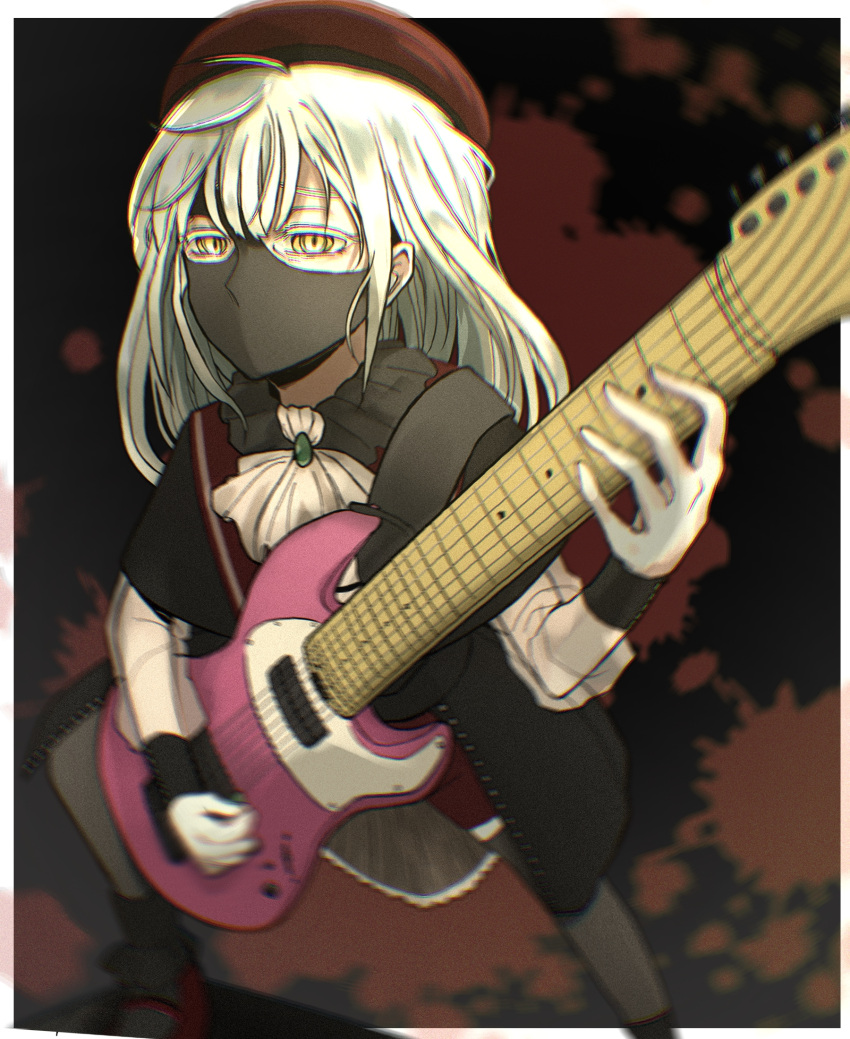 Safebooru - 1girl 7-string guitar ascot bang dream! bang dream! it's mygo!!!!! beret black ...